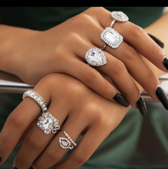 Boutique | Jewelry | Gemstone Adjustable Ring Set | Poshmark